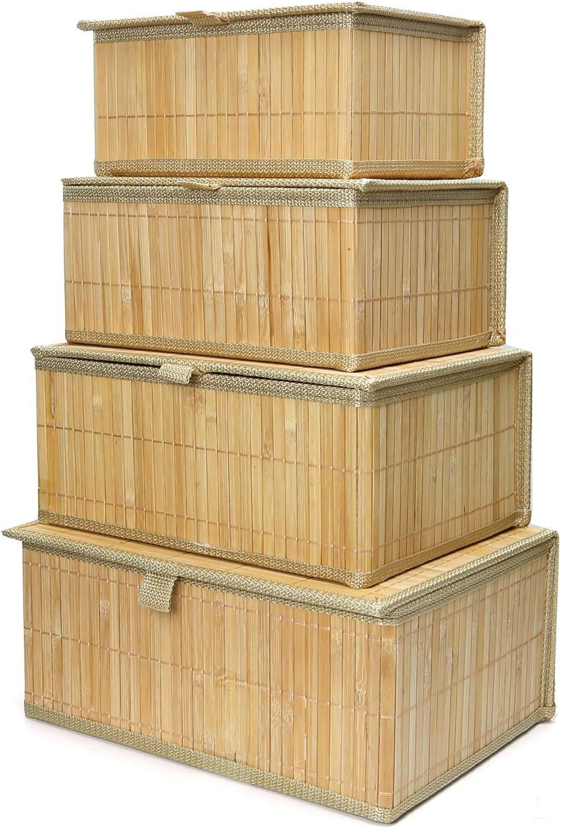 Wicker Basket With Lid Bamboo Storage Box for Shelf Bamboo Decor ...
