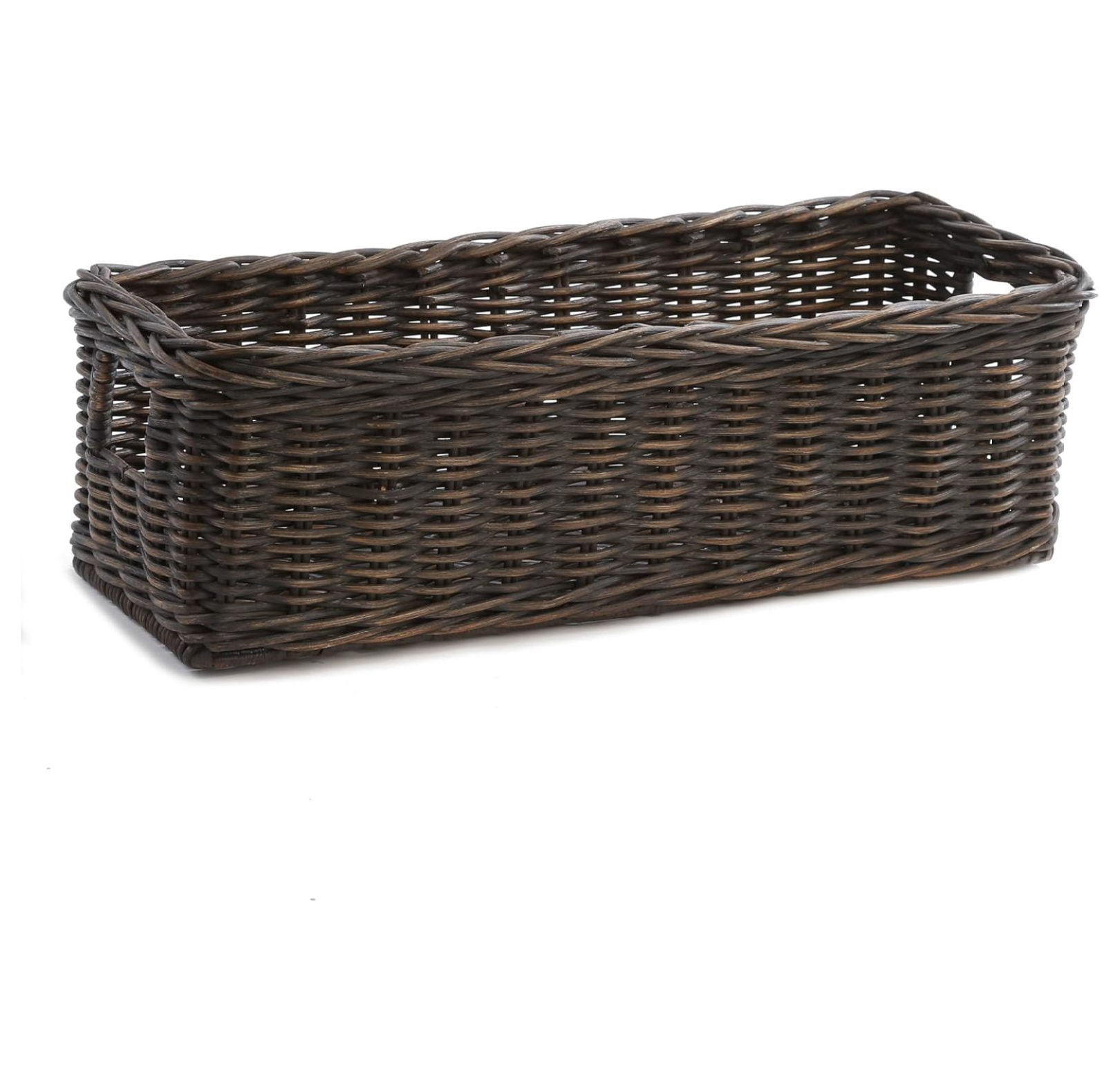 Wicker Basket Medium 20.5x9.5x6", Antique Walnut - Open Storage Basket ...