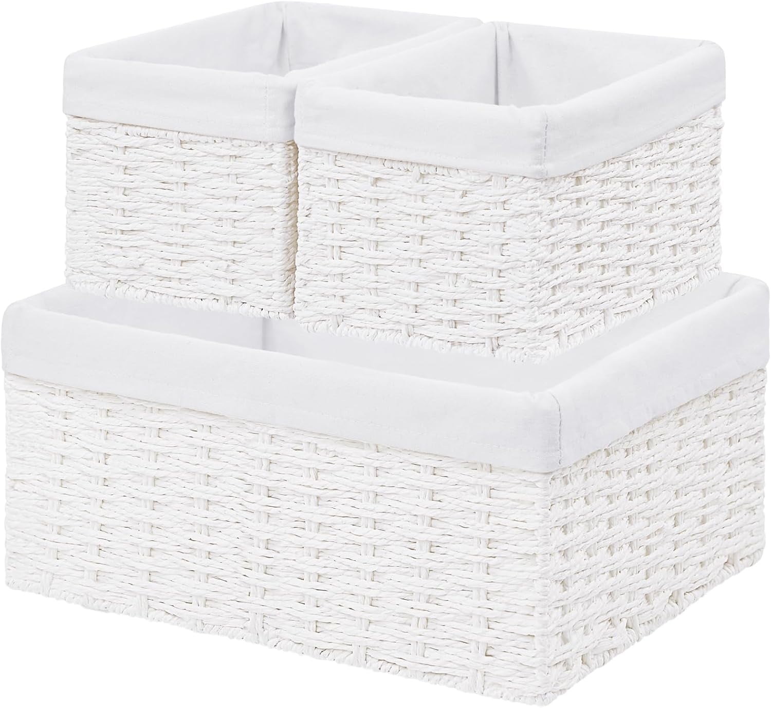 Wicker Basket, Set of 3 Hand-woven Storage Baskets for Organizing ...