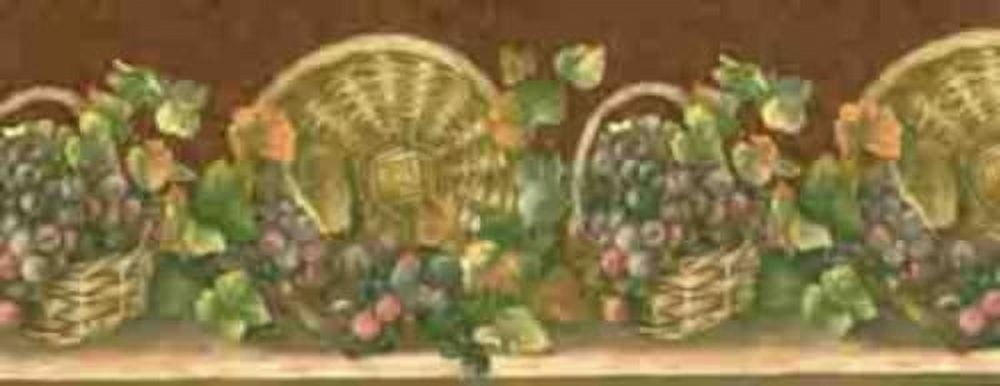 Wicker Baskets WIth Grapes & Vines Wallpaper Border by Crewcut Designs ...