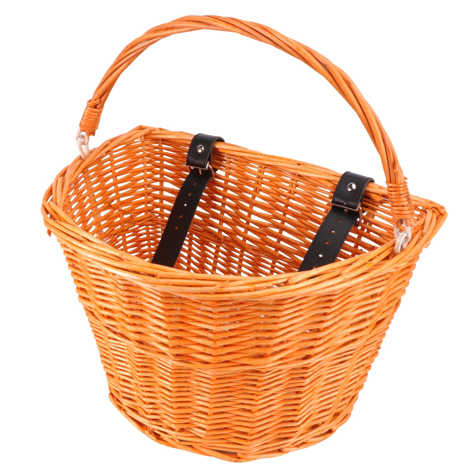 Wicker Bike Basket Rattan Hand Woven Front Handlebar Basket Detachable ...