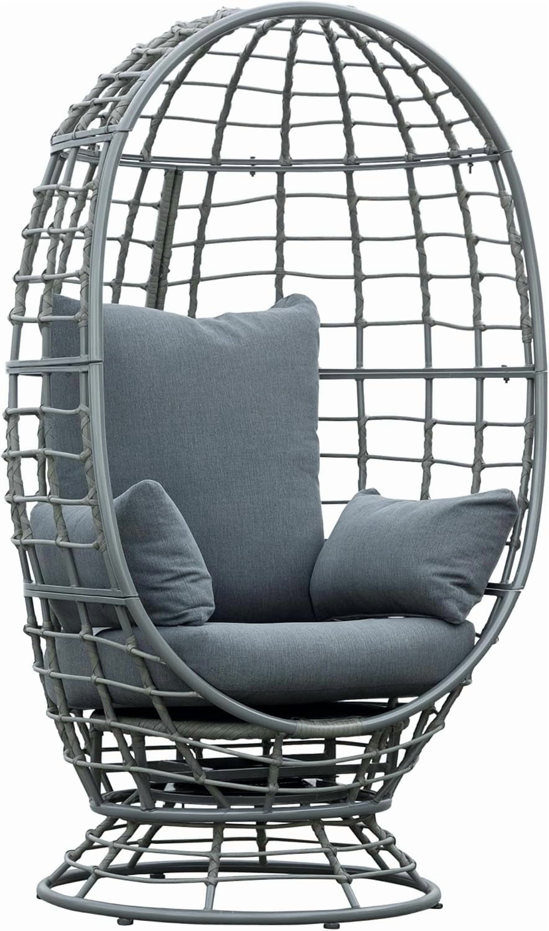 Wicker Egg Chair, 360 Rotating Indoor Outdoor Boho Basket Seat with ...