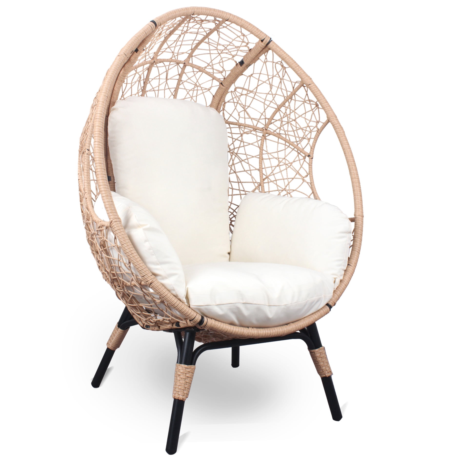 Wicker Egg Chair, Modern Stationary Chair with Steel Brackets, Water ...