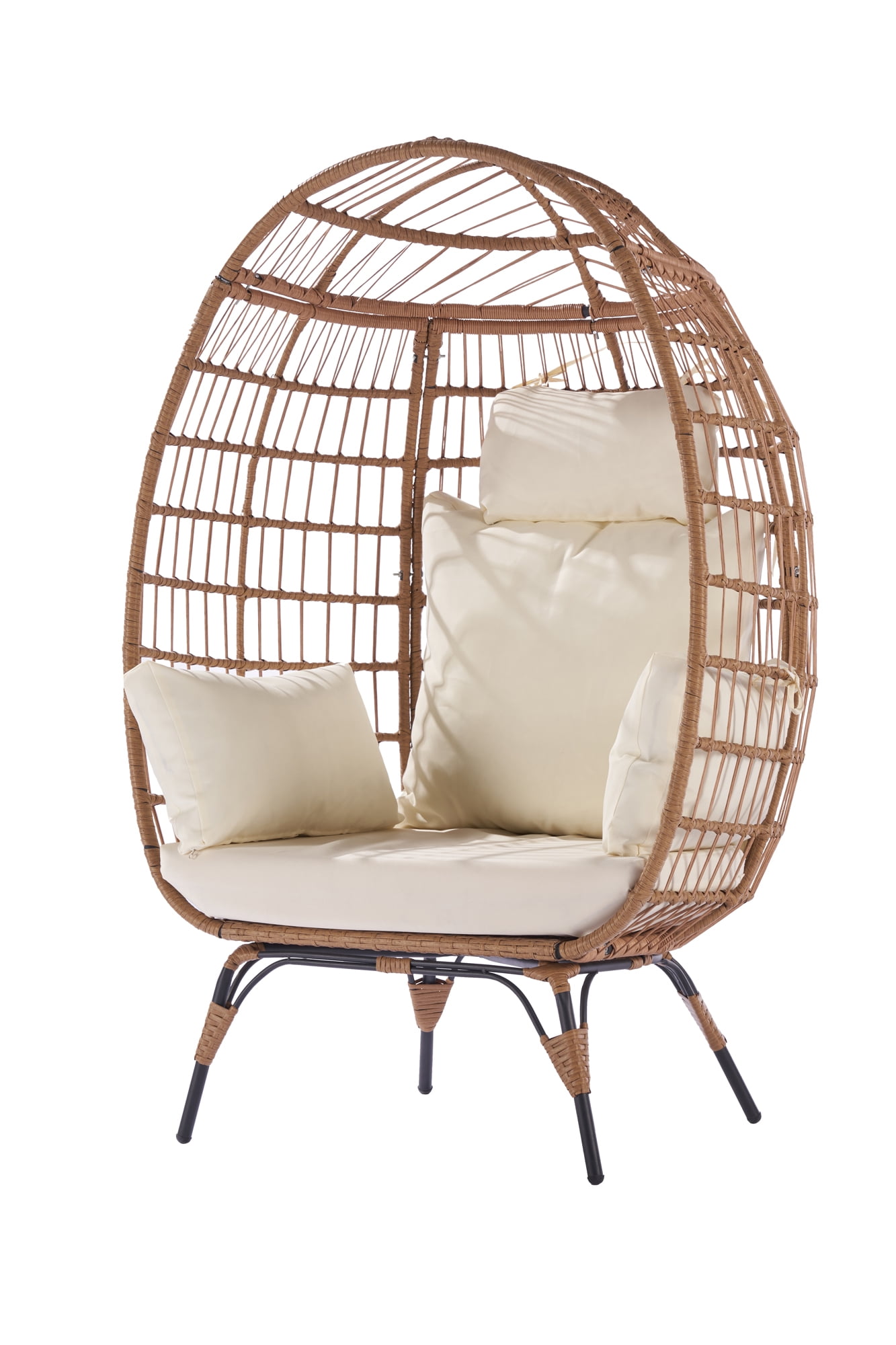 Wicker Egg Chair, Oversized Indoor Outdoor Boho Lounger Chair ...