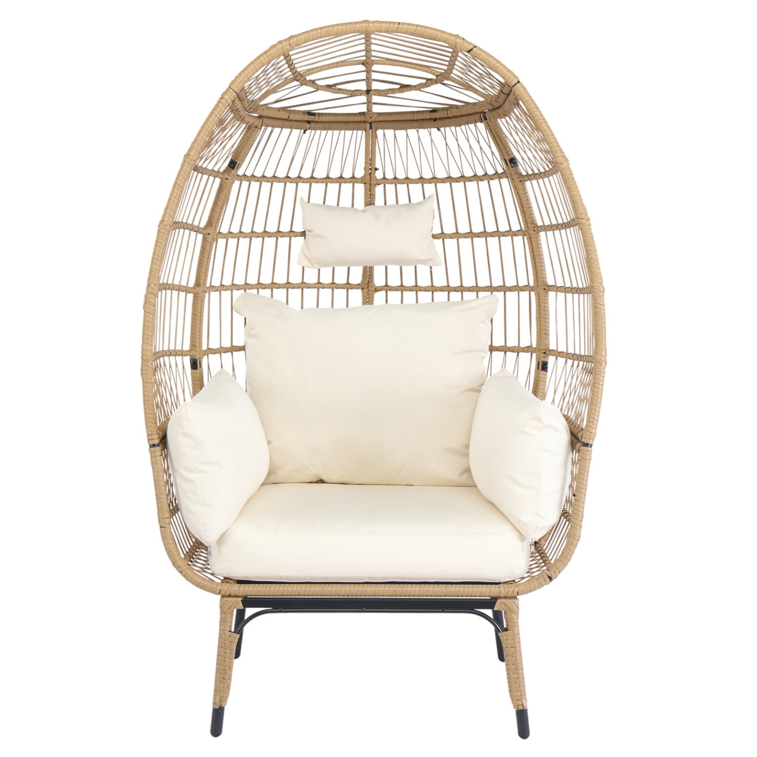 Wicker Egg Chair, Oversized Indoor Outdoor Comfort Lounger with Stand ...