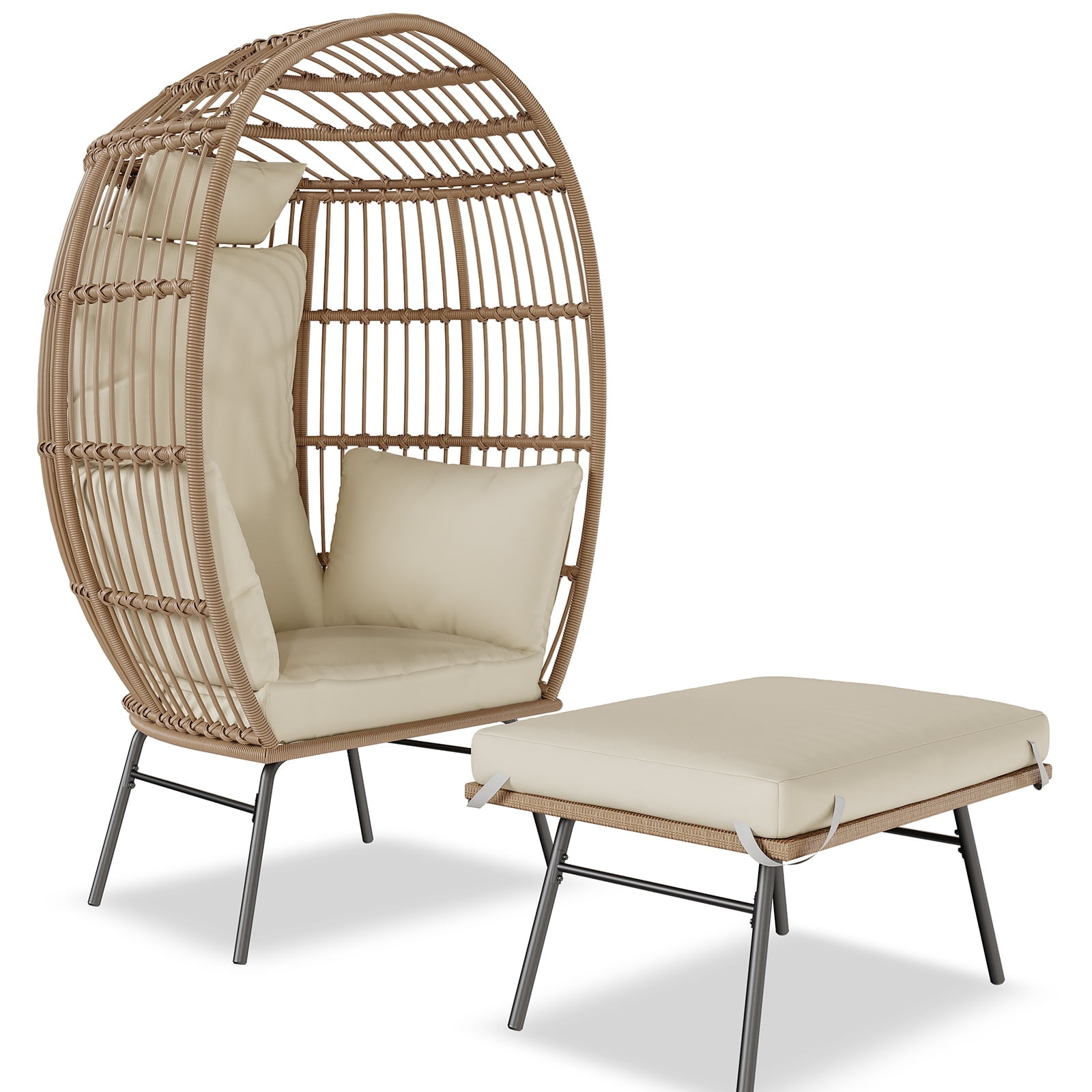 Garvee Outdoor Chaise Lounges, Set of 2, Metal Frame, Thick Cushion and ...