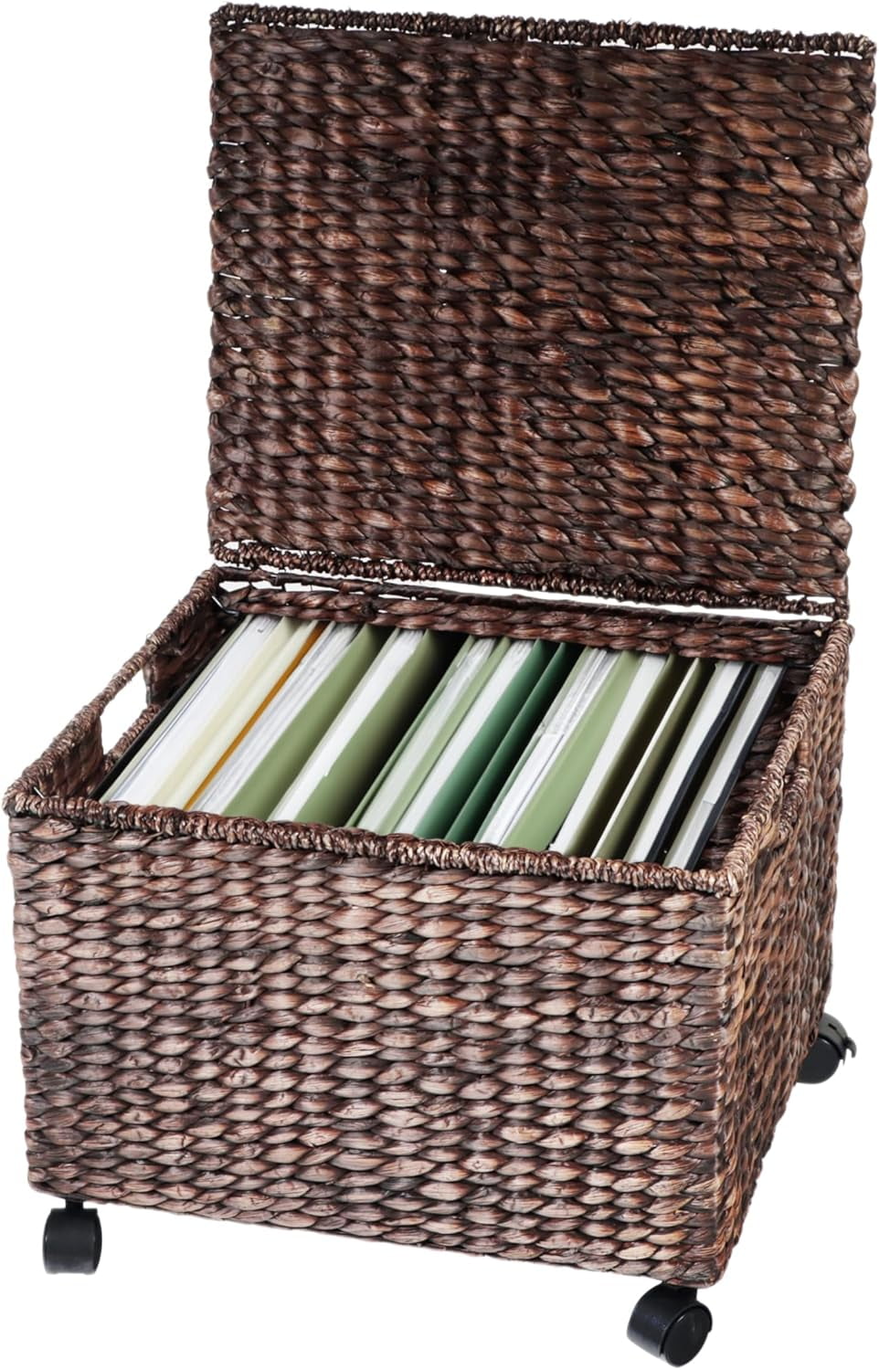 Wicker File Cabinet Rolling File Box Hanging File Baskets Water ...