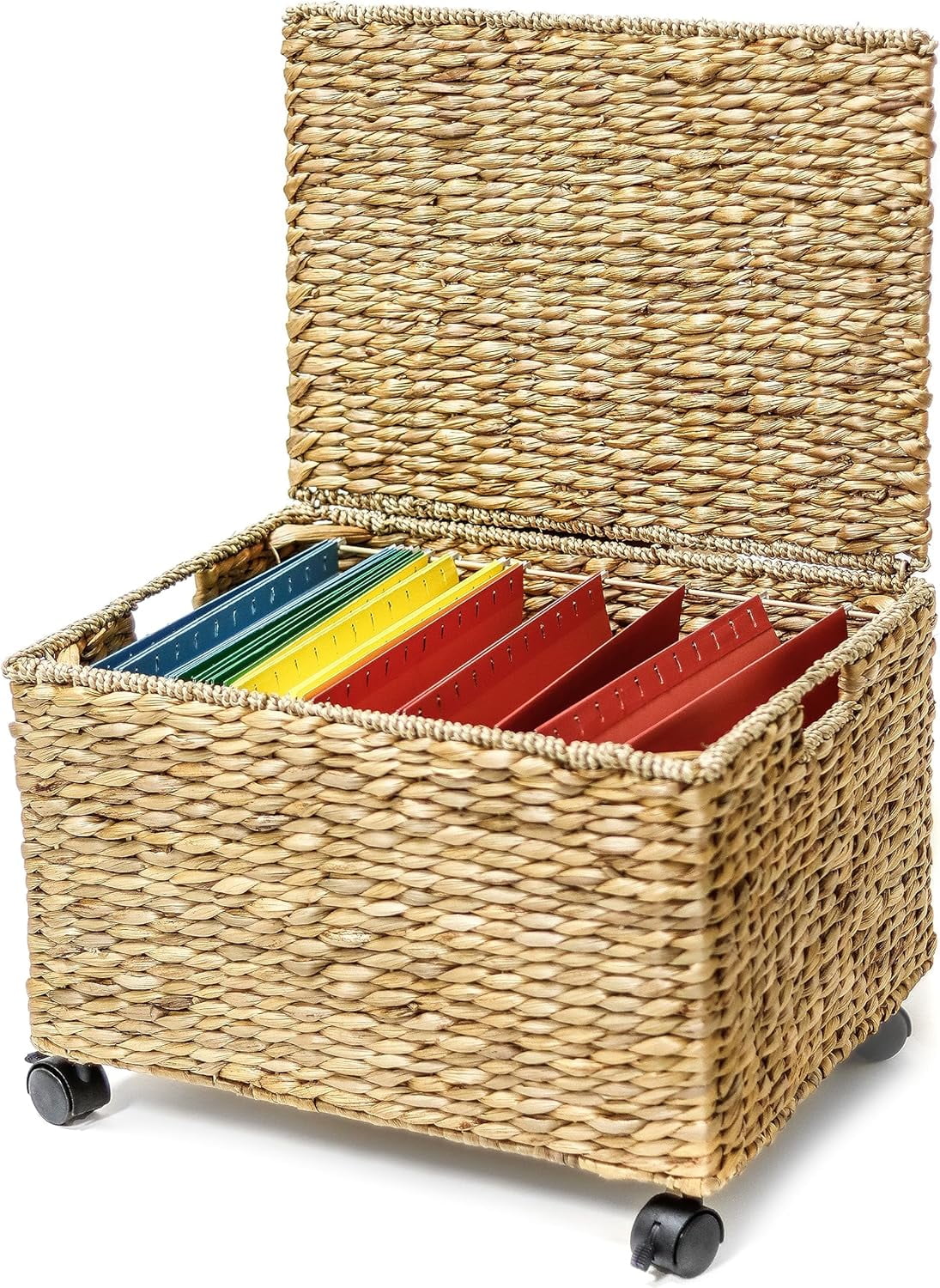 Wicker File Cabinet Rolling File Box Hanging File Baskets Water ...