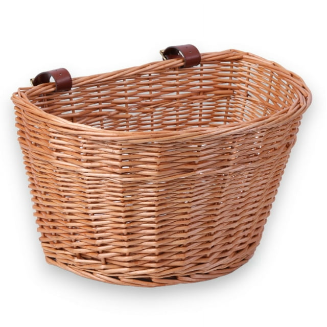 Wicker Front Bike Basket with Faux Leather Straps, Easy Installation ...