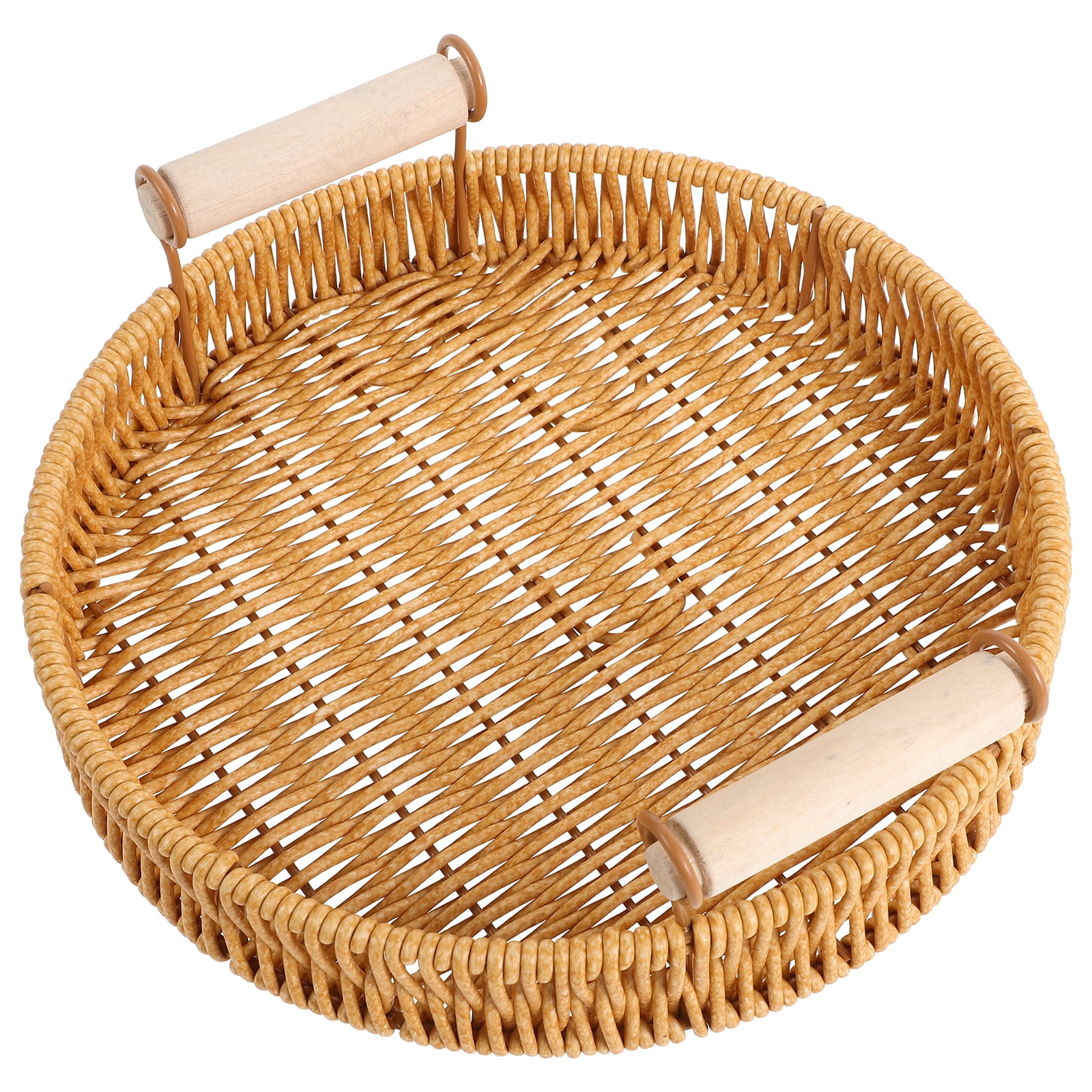 Wicker Fruit Bread Serving Basket For Coffee Table Round Woven Serving ...