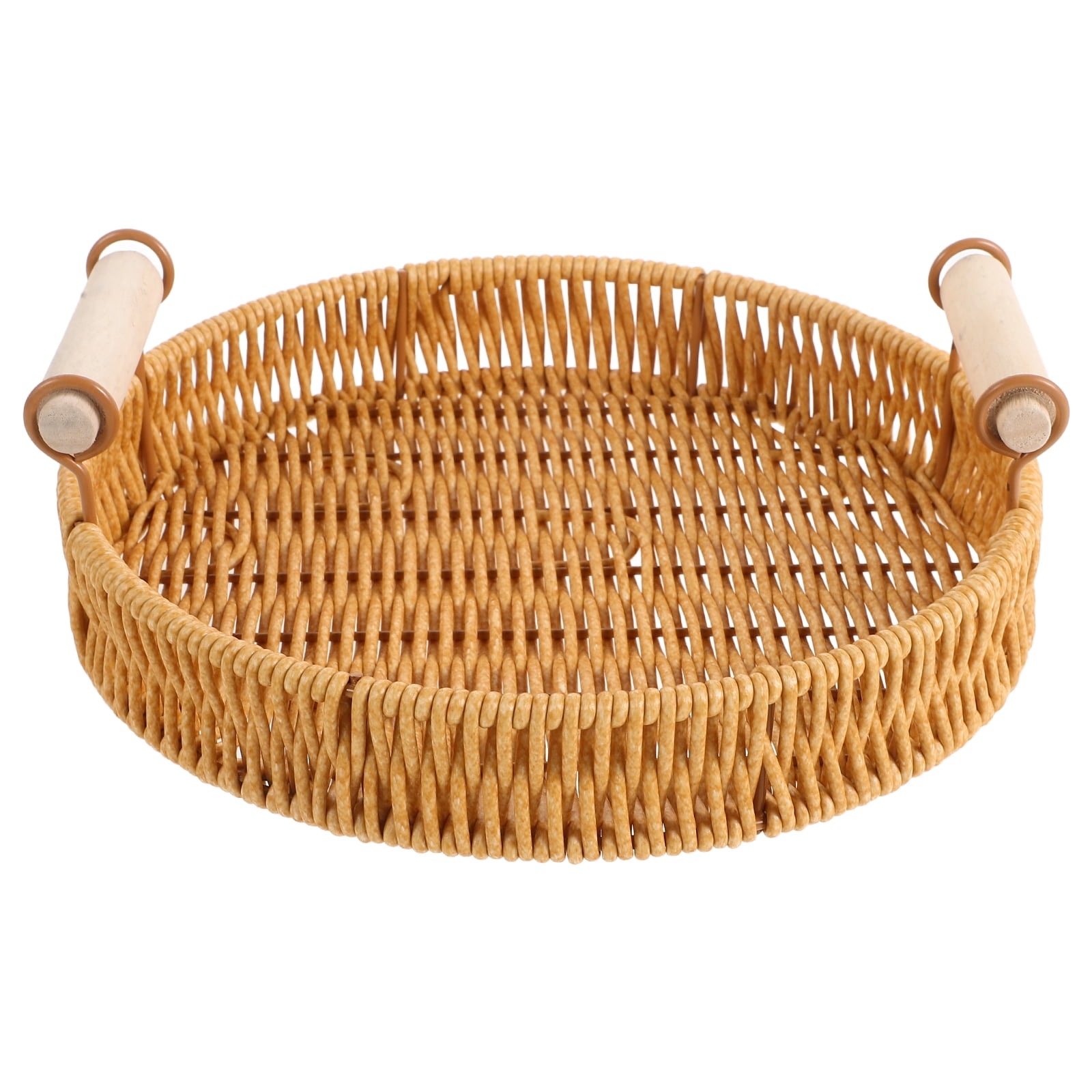 Wicker Fruit Bread Serving Basket for Coffee Table Round Woven Serving ...