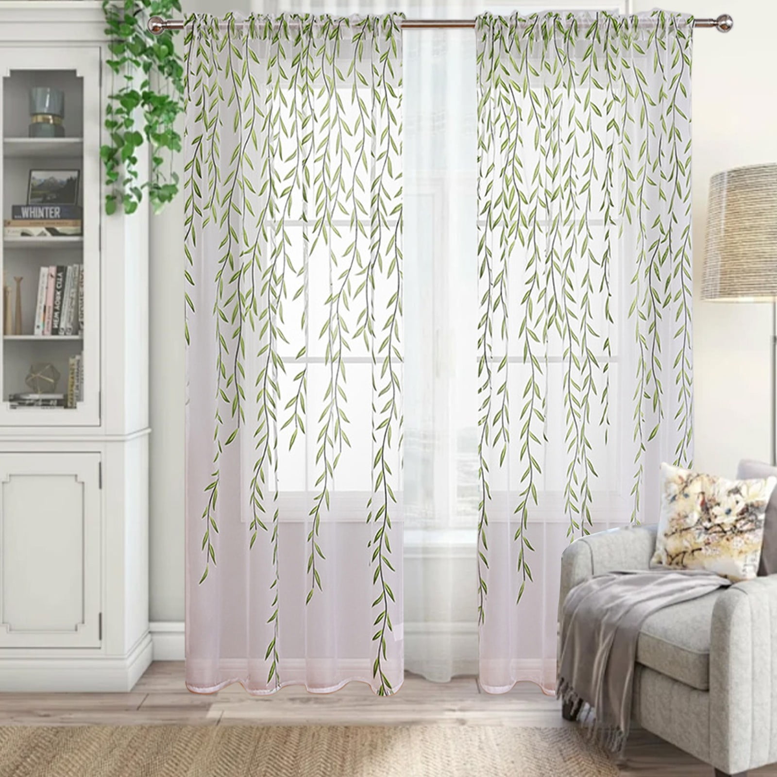 Wicker Gauze Window Curtain, White Sun Screen Shade, Light Filtering ...