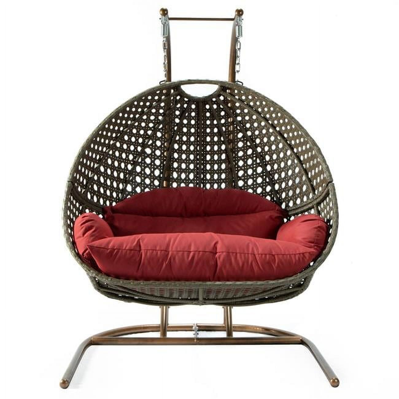 Wicker Hanging Double Egg Swing Chair, Dark Red - Walmart.com