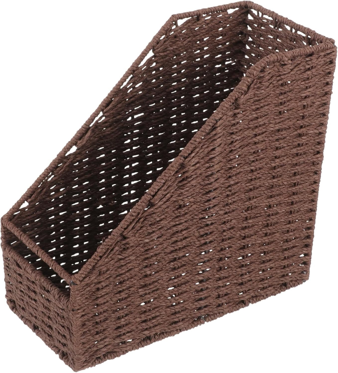 Wicker Magazine Holder Bookshelf Box File Organizer Vertical File ...