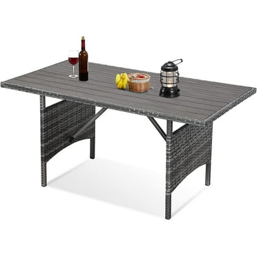 Outdoor Wicker Rectangular Foldable Dining Table, Brown - Walmart.com