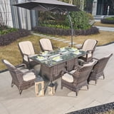 Direct Wicker Outdoor Patio 6-Seat Rectangular Fire Pit Dining Table ...
