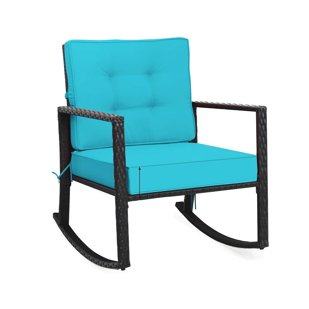 Wicker Outdoor Rocking Chair, Rattan Rocker Patio Chair with Steel ...