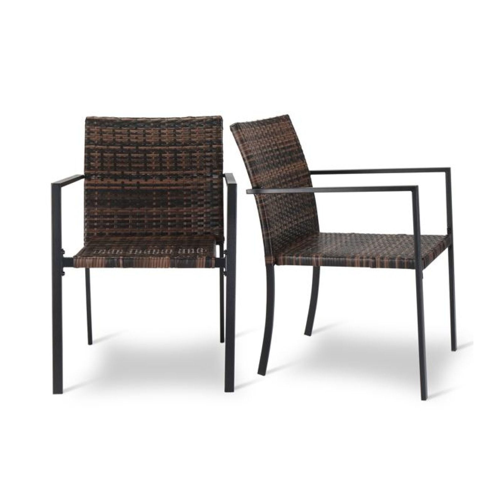 Wicker Patio Chairs Set of 2, Stackable Outdoor Dining Chairs with ...