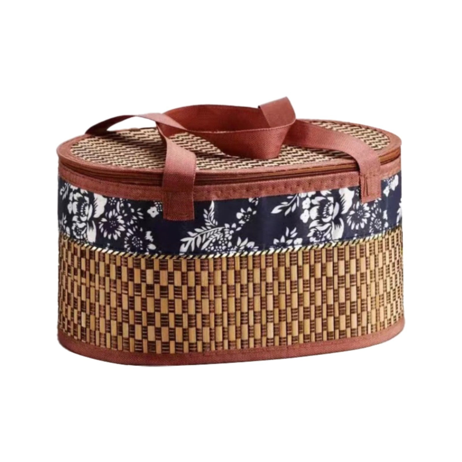 Wicker Picnic Basket with Lid, Folding Fruit Basket with Handles Food ...