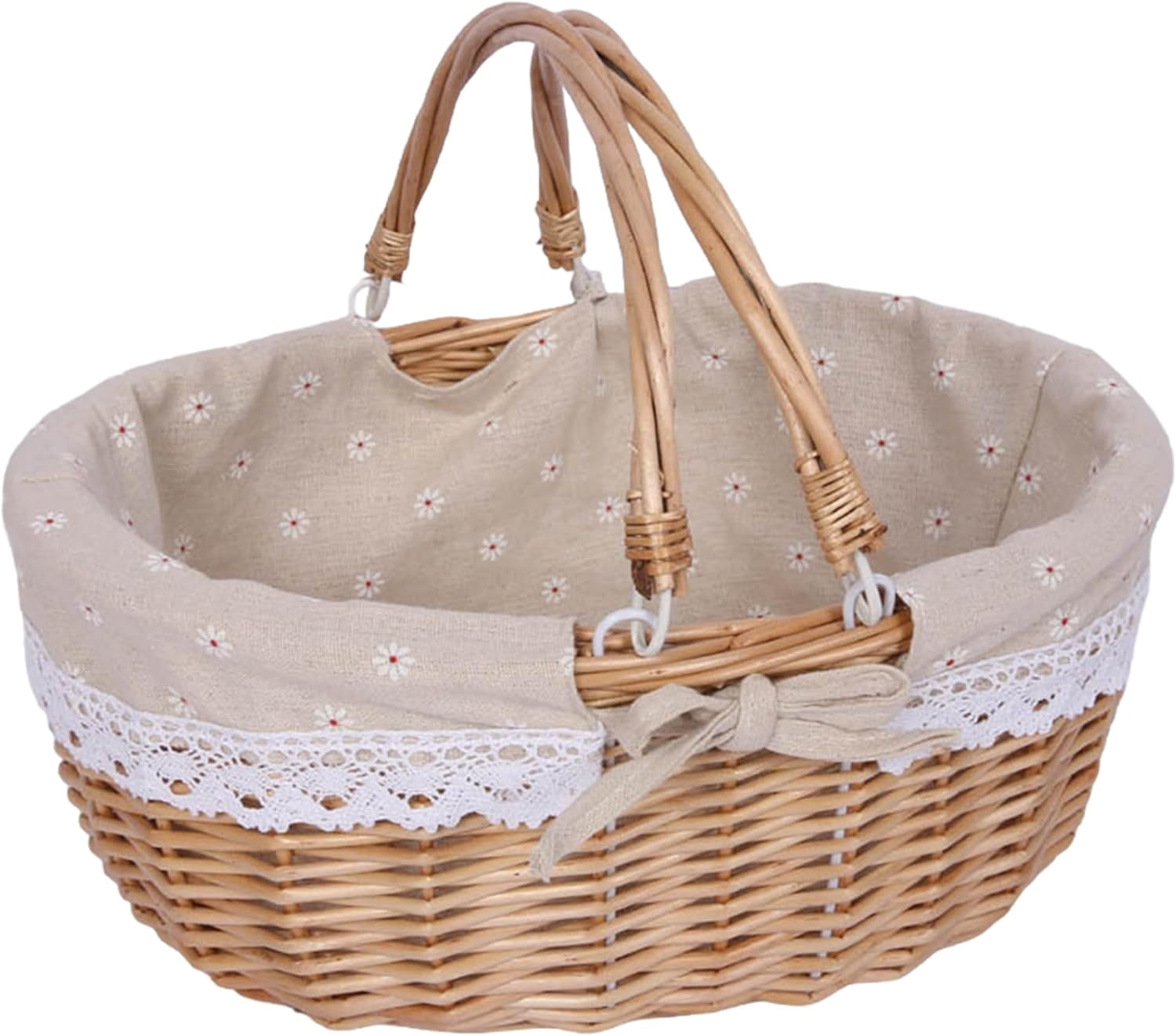 Wicker Picnic Basket with Liner: Garden Harvest Basket with Double ...