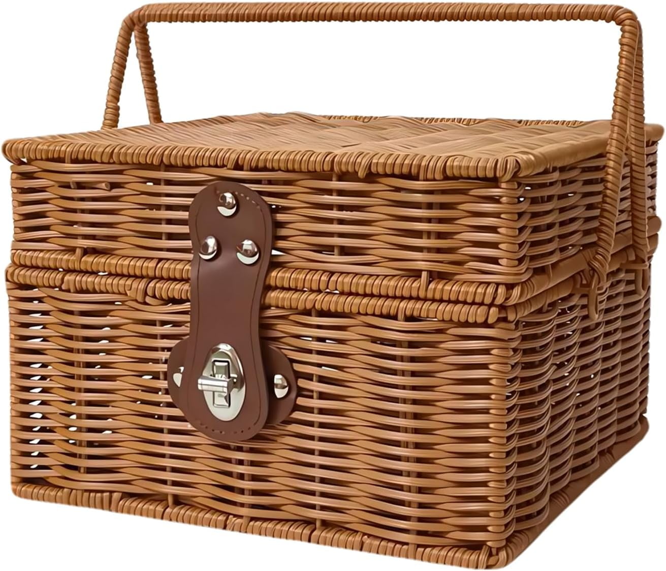 Wicker Picnic Basket for 2:Small Wicker Basket with Lid,Small Wicker ...