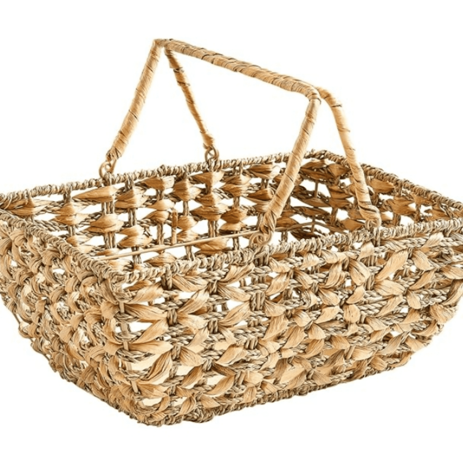 Wicker Picnic Basket with Handles, Wicker Baskets with Wooden Base for ...