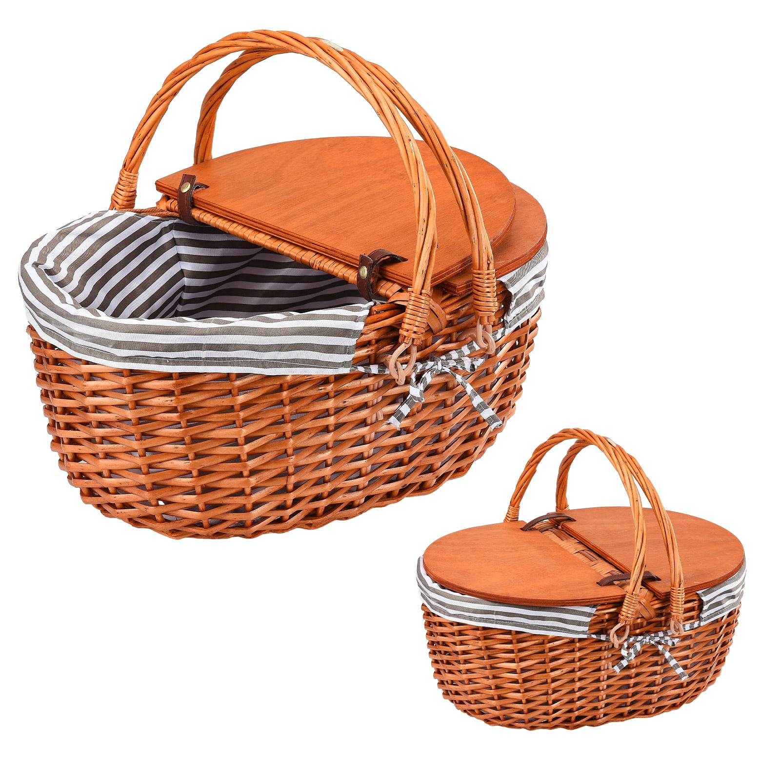 Wicker Picnic Baskets Handmade Woven Picnic Basket Storage Basket Oval ...