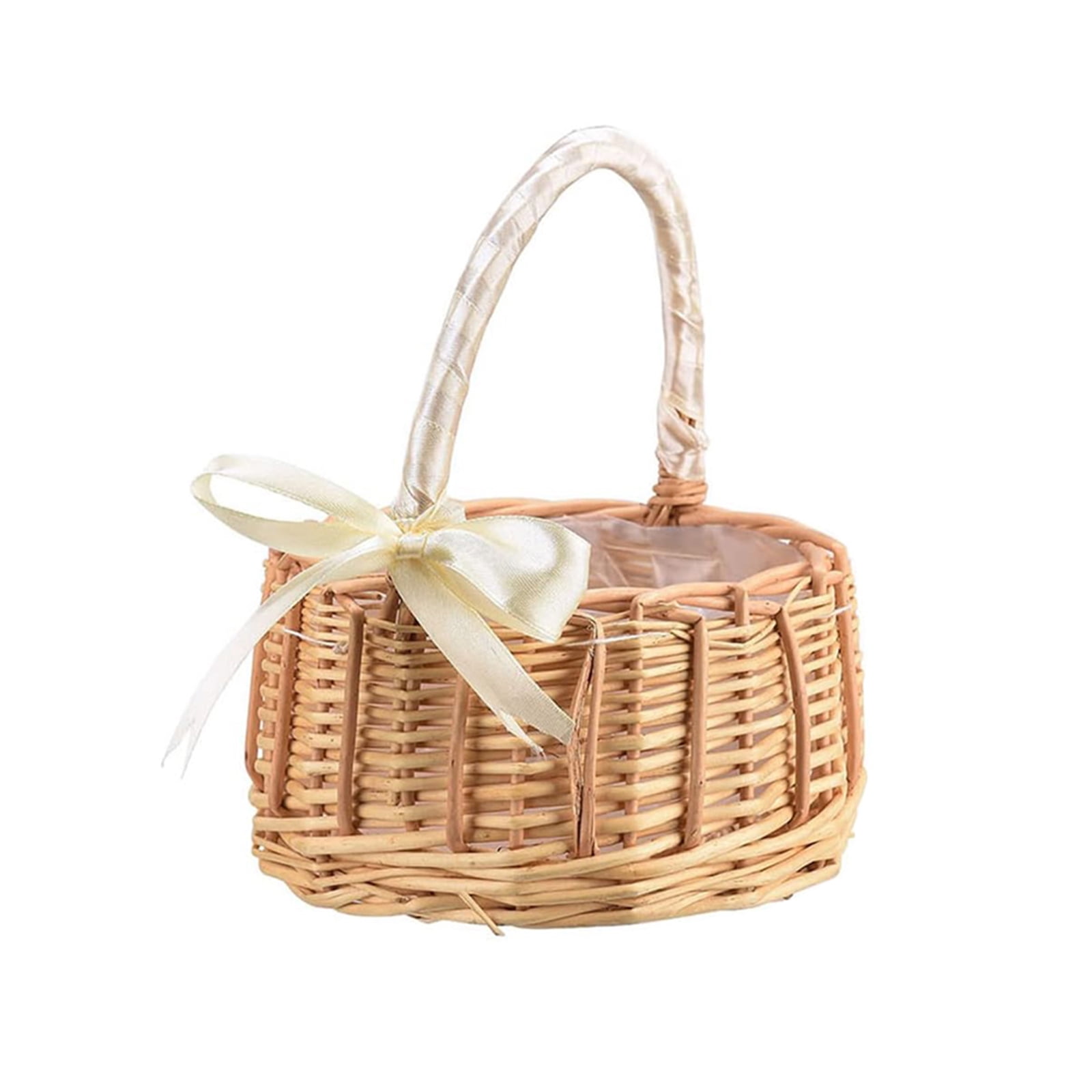 Wicker Rattan Flower Basket, Handwoven Basket Wedding Flower Girl ...