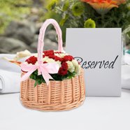Wicker Rattan Flower Basket, Willow Handwoven Basket with Handle ...