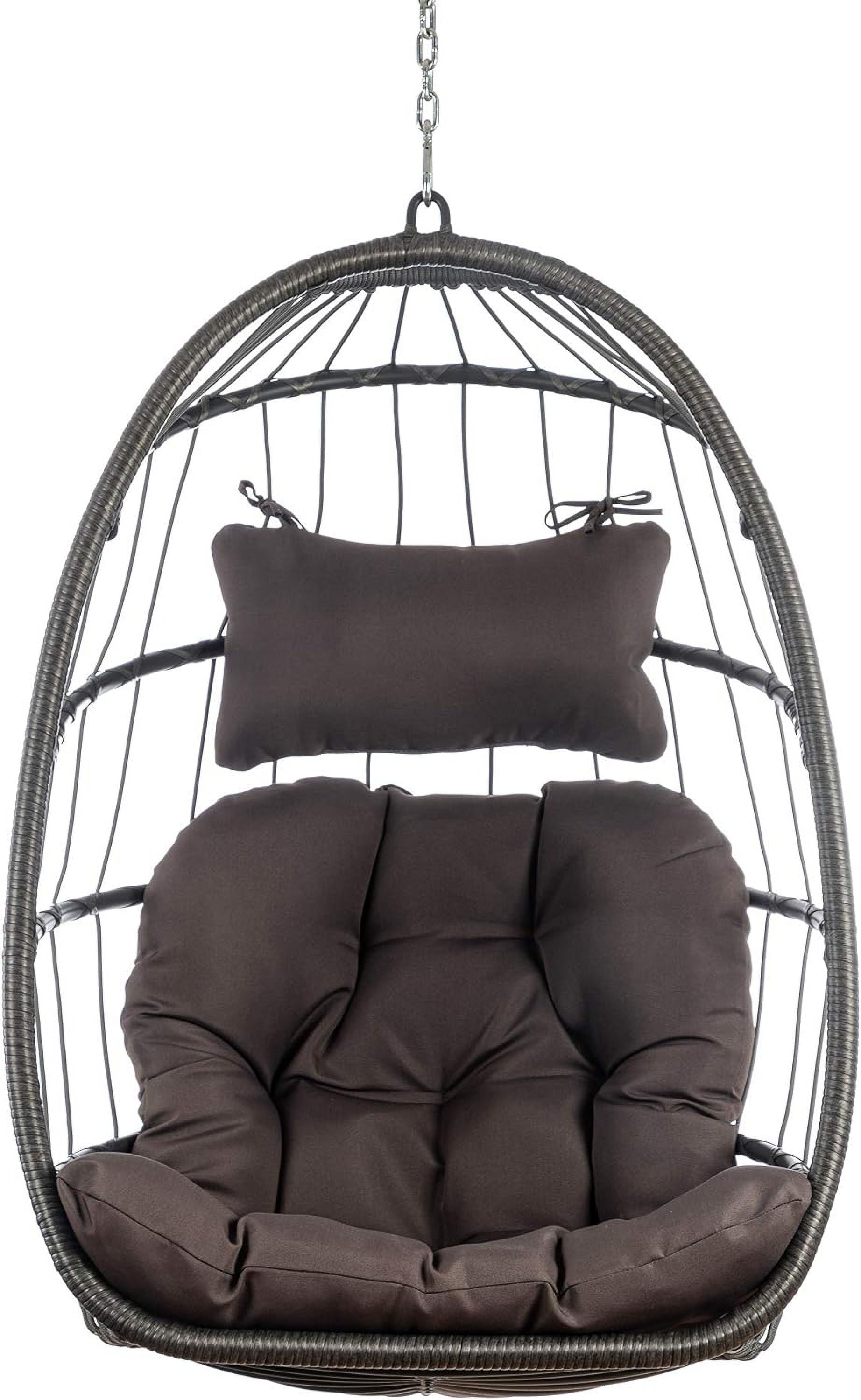 Wicker Rattan Hammock Egg Hanging Chair with Chain, Rusty Resistant ...