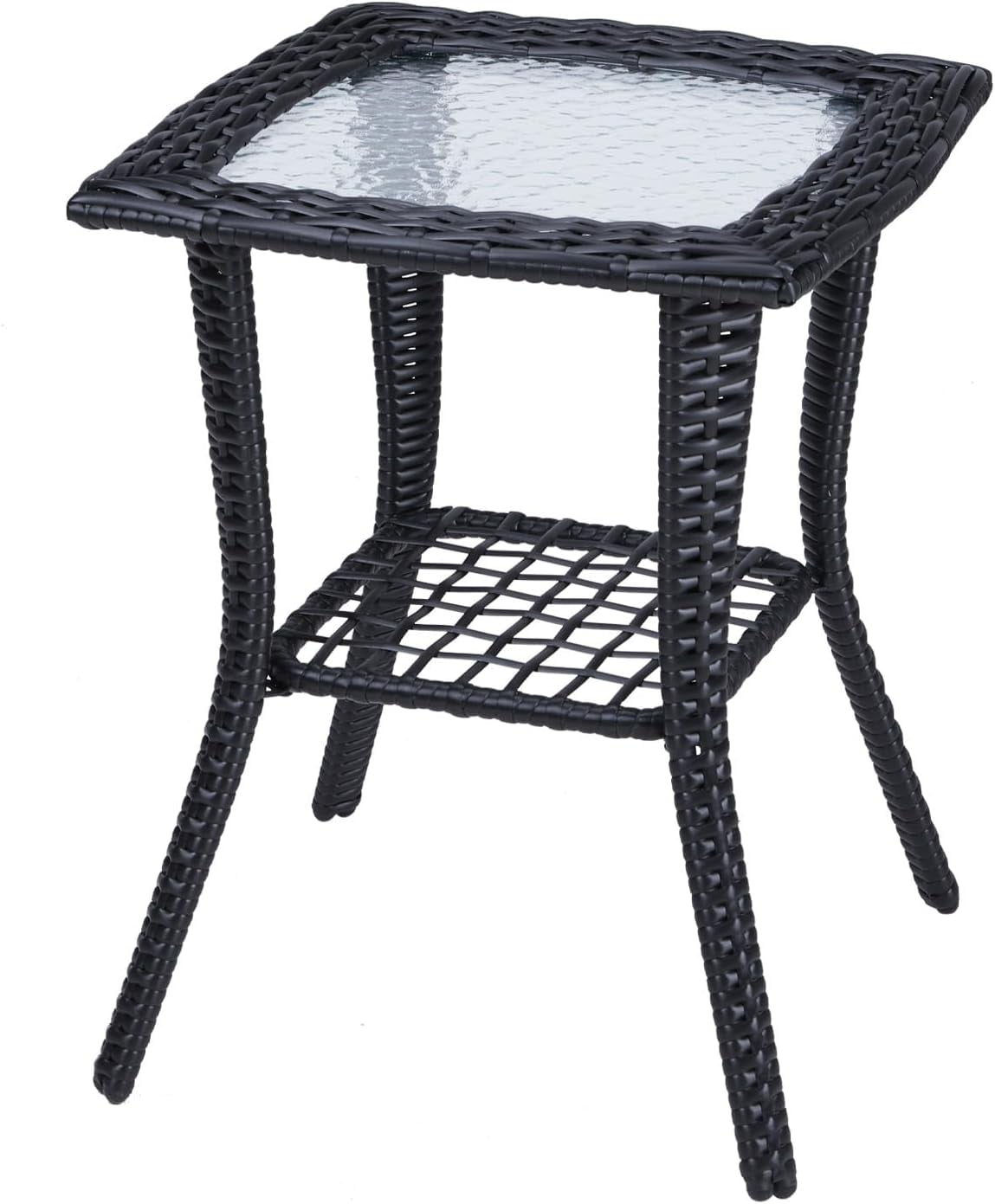 Wicker Rattan Side Table Patio Wicker Table, Outdoor Square Rattan ...
