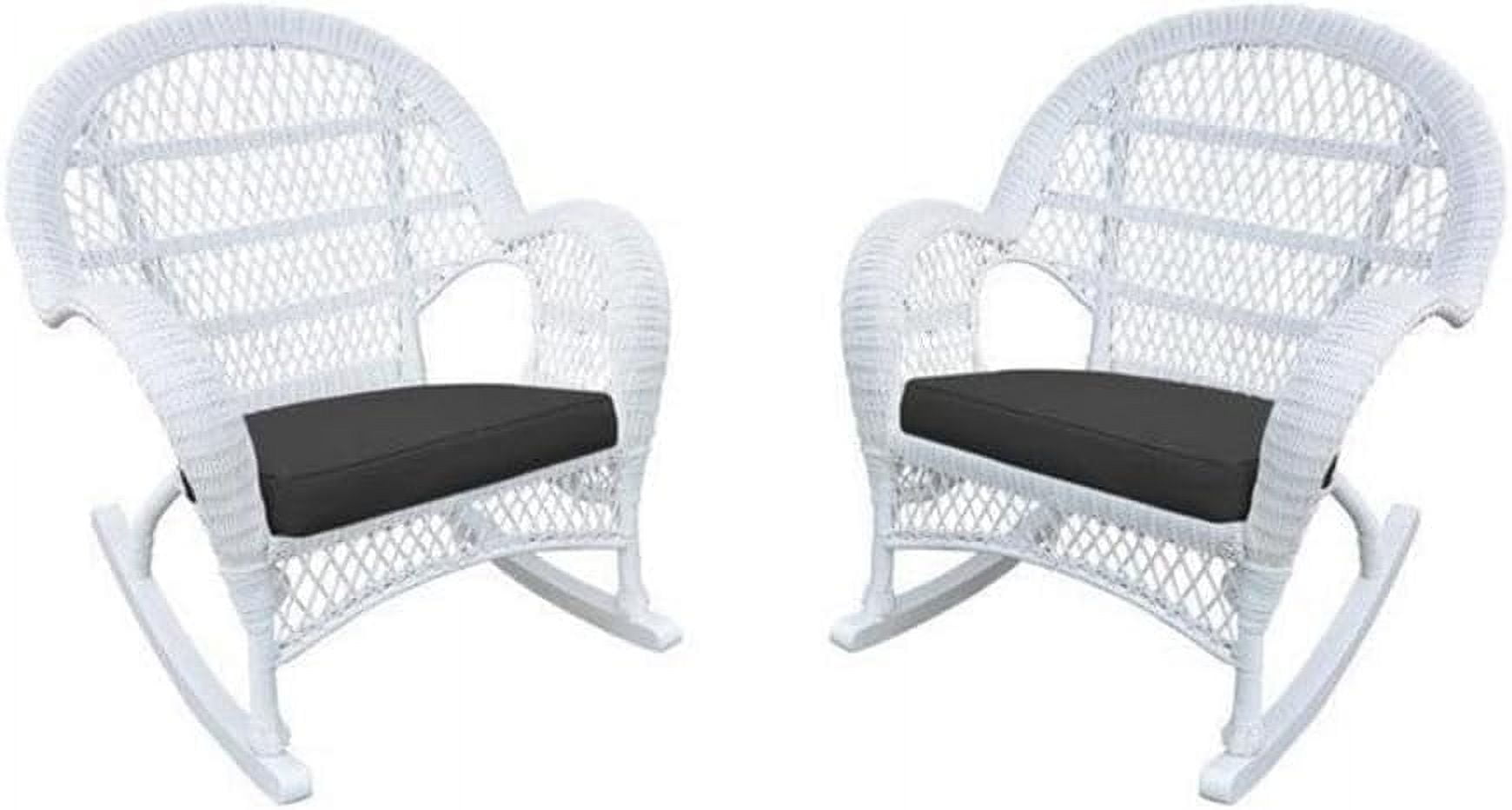 Wicker Rocker Chair with Black Cushion White - Walmart.com