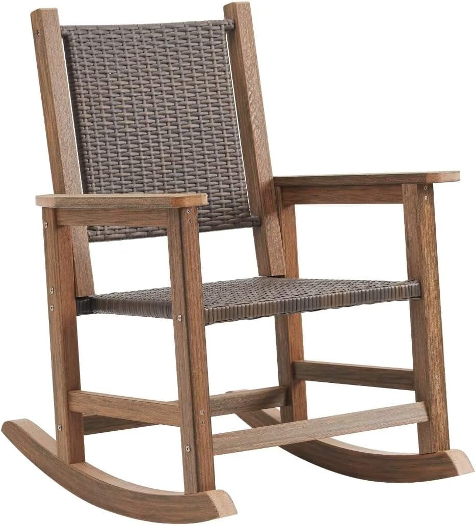 Wicker Rocking Chair Outdoor, HDPE Patio Rocking Chairs for Outside ...