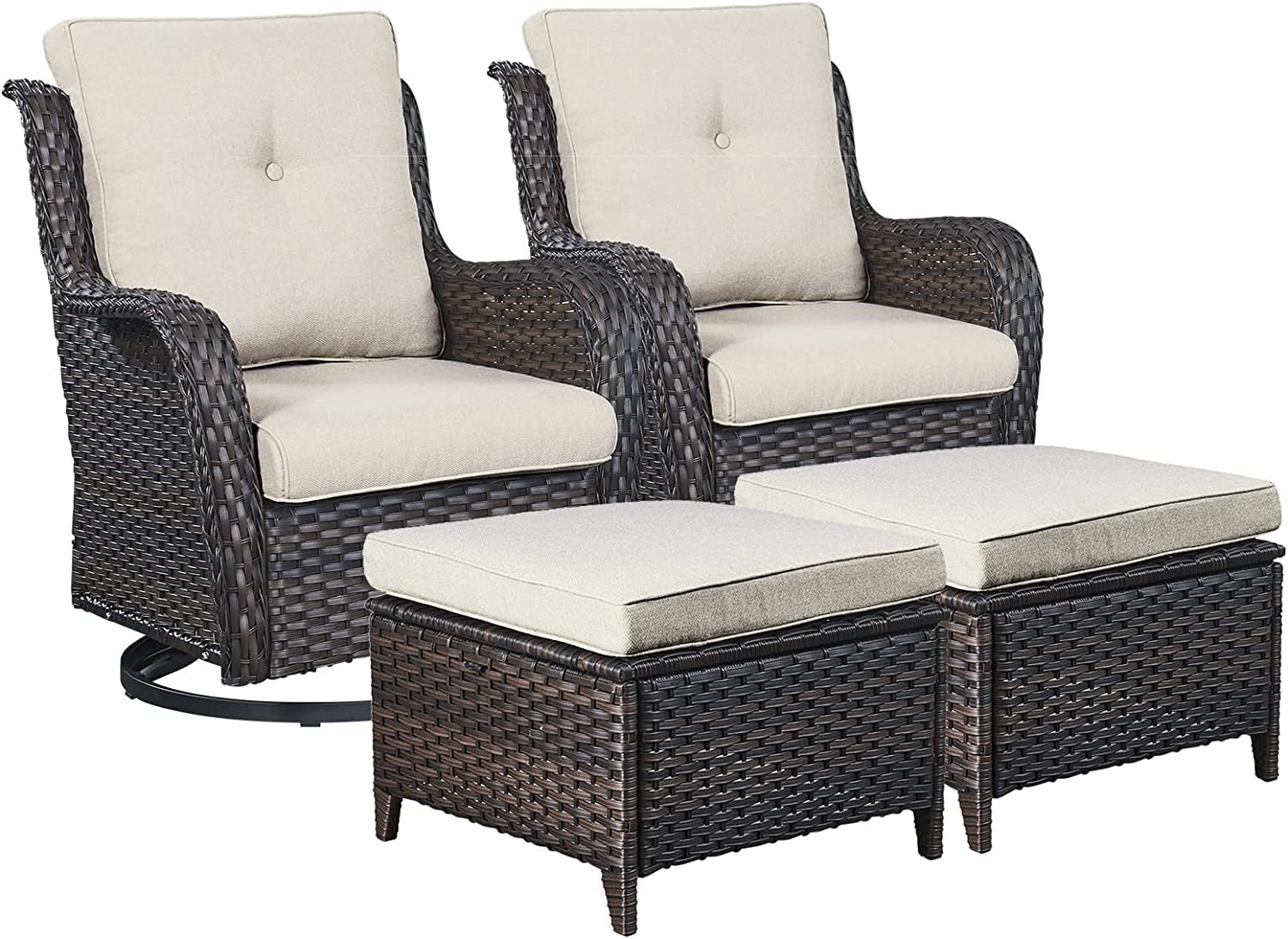 Wicker Rocking Chair Swivel Chairs - 2 Piece Rocker Patio Chairs Set ...