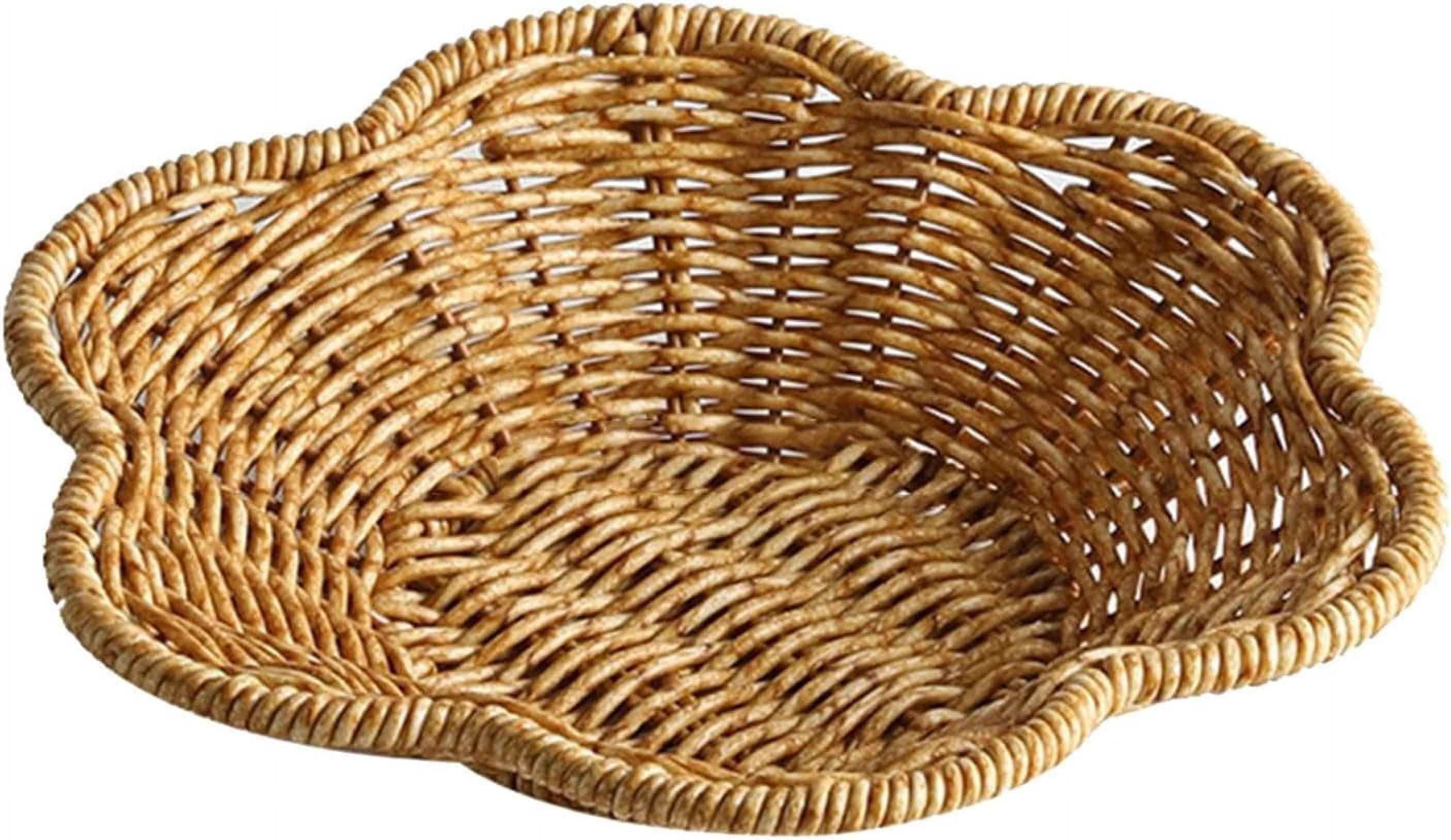 Wicker Round Basket, Scalloped Serving Wicker Basket, Household Food ...