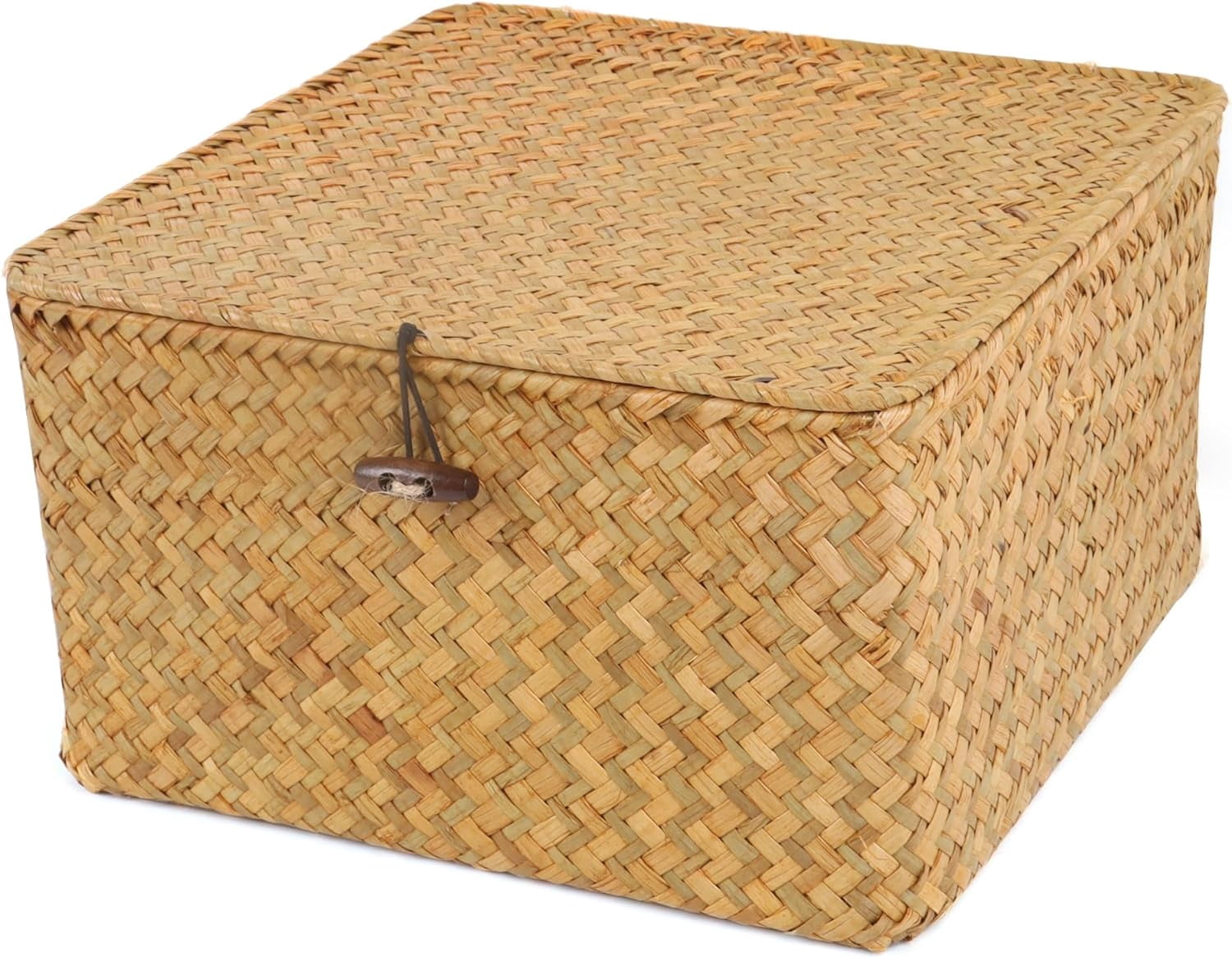 Wicker Shelf Baskets Bin with Lid, Handwoven Wicker Basket Storage Bins ...