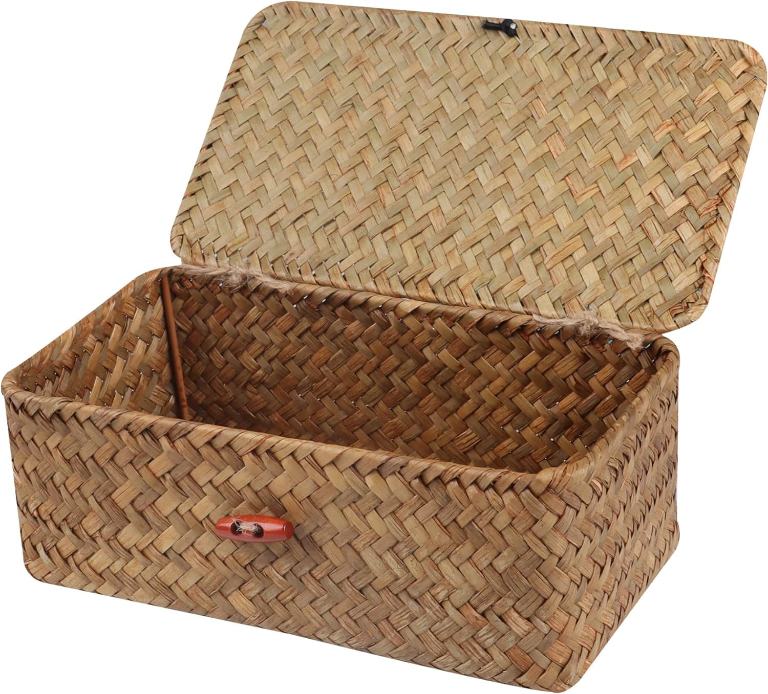 Wicker Shelf Baskets with Lid,Handwoven Seagrass Basket for Storage ...