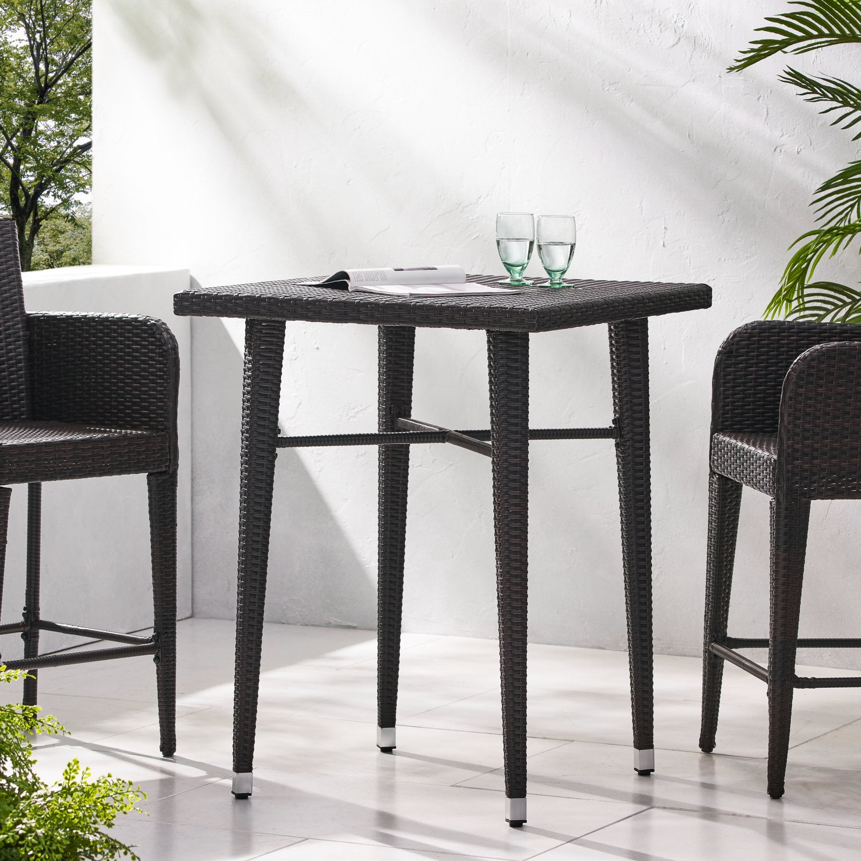 Wicker Square Outdoor Bar Table / 32.5 Inches Square, High - Quality ...