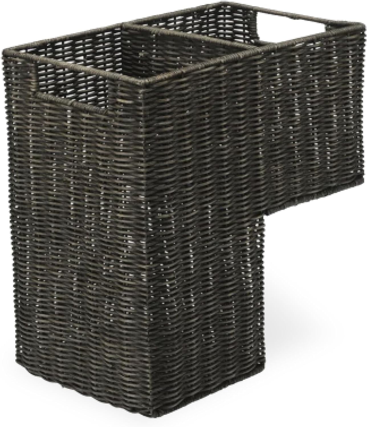 Wicker Step Basket, Dark Brown, Rectangular, 15 in L x 9.5 in W x 15.75 ...