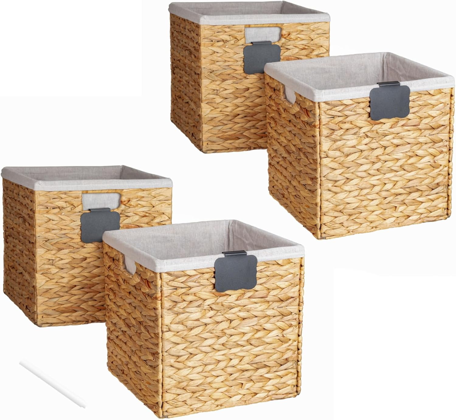 Wicker Storage Basket 12x12, Foldable Water Hyacinth Storage Baskets ...