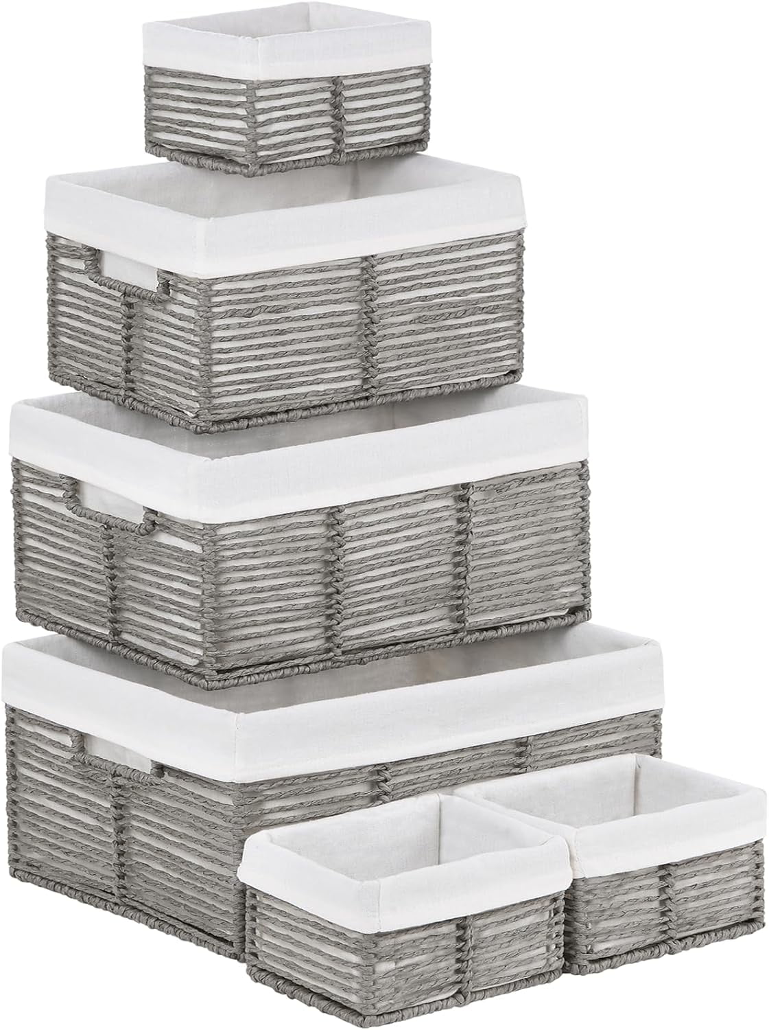 Wicker Storage Basket, 6 Pack Baskets for Organizing, Wicker Baskets ...