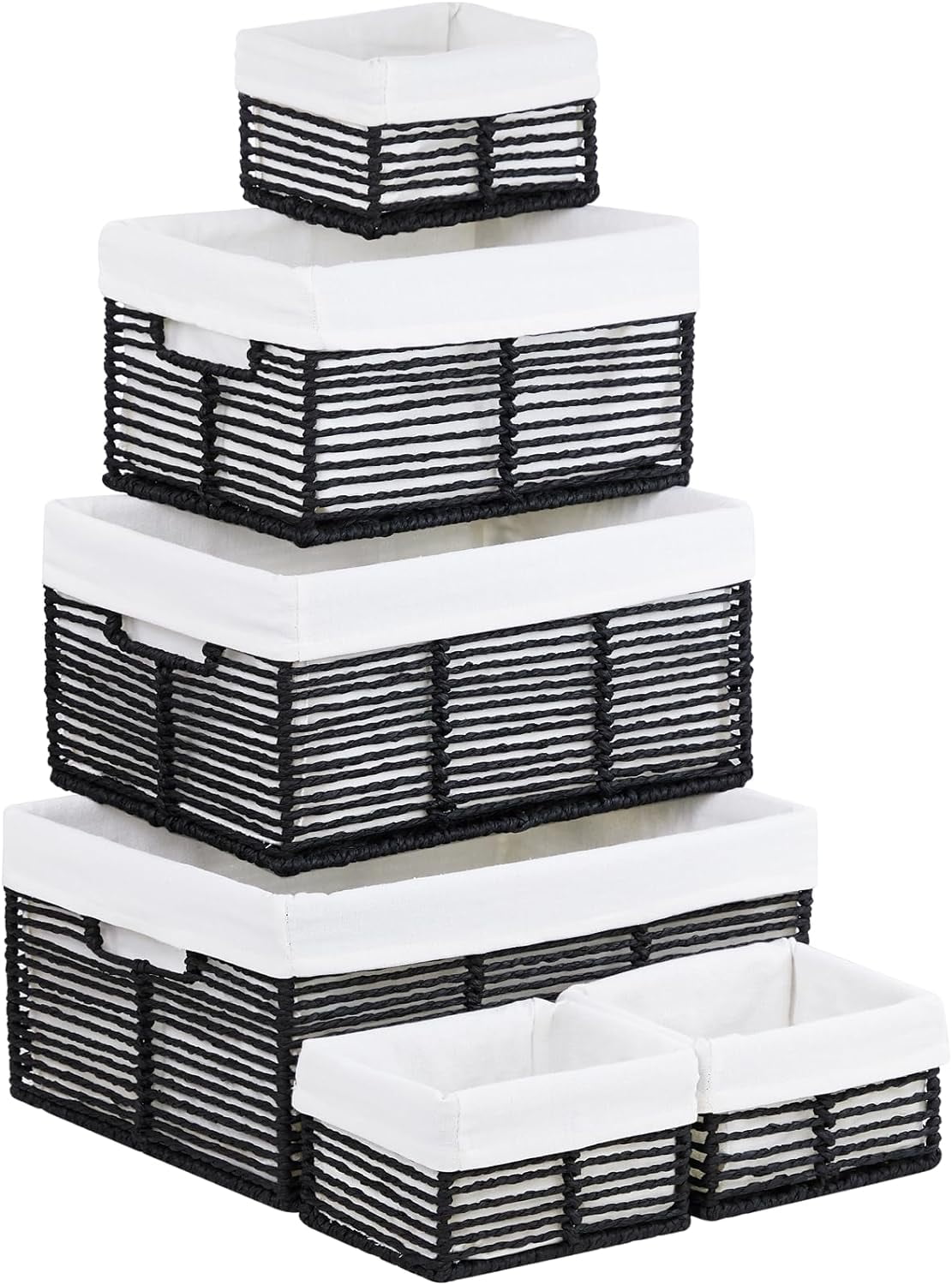 Wicker Storage Basket, 6 Pack Baskets for Organizing, Wicker Baskets ...