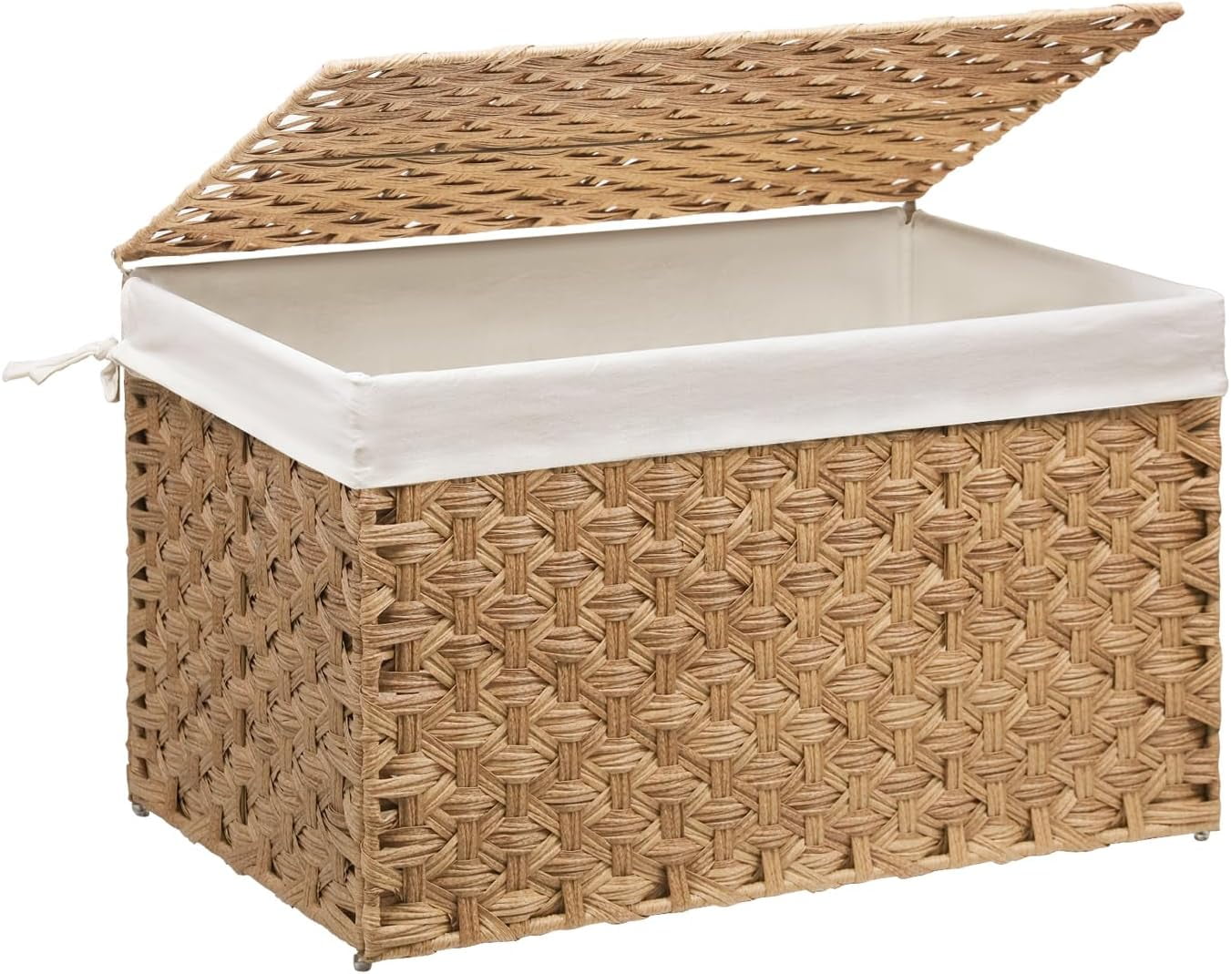 Wicker Storage Basket with Lid, 27.7 Gallon (105L) Large Blanket Basket ...