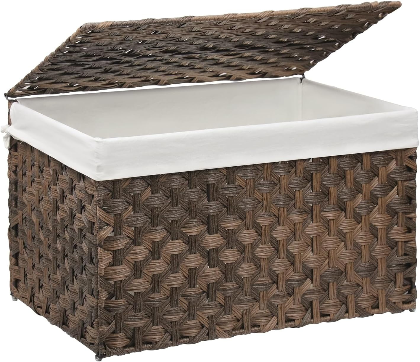 Wicker Storage Basket with Lid, 42.3 Gallon (160L) Large Blanket Basket ...