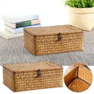 Wicker Storage Bins with Lid, Wicker Basket Decorative Boxes ...