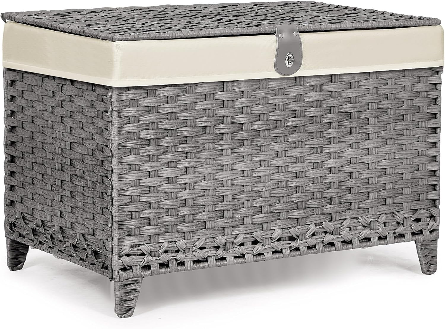 Wicker Storage Basket with Lid,Rattan Shelf Basket with Removable Liner ...