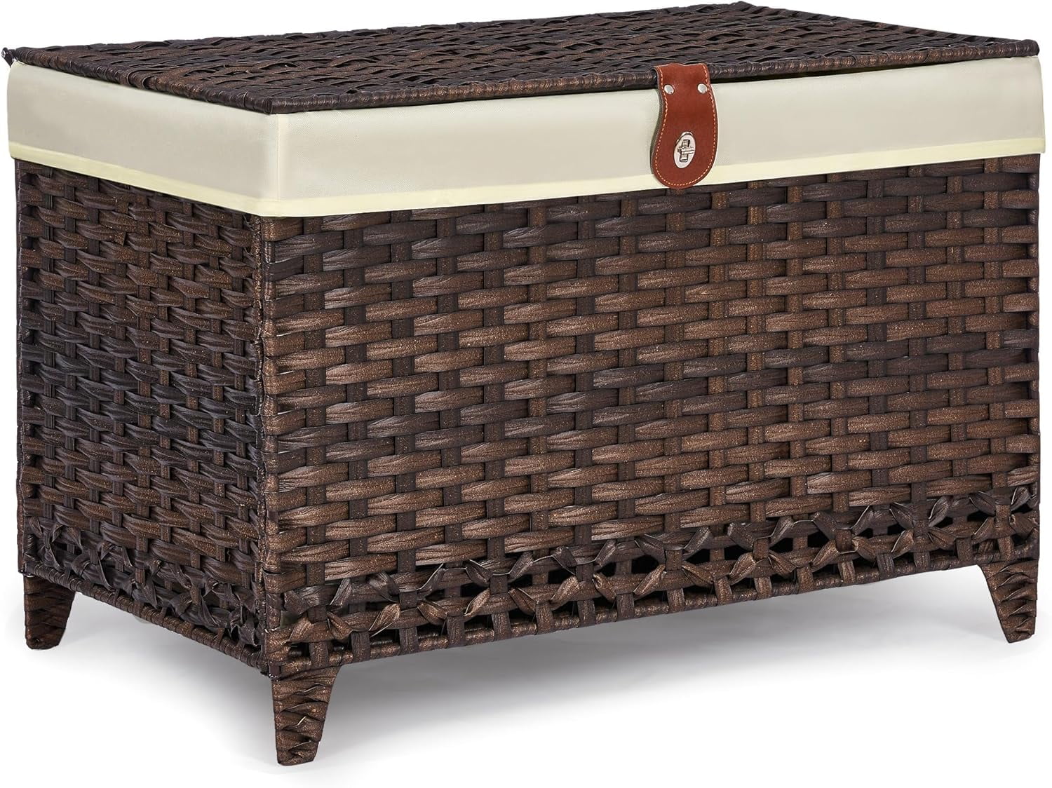 Wicker Storage Basket with Lid,Rattan Shelf Basket with Removable Liner ...