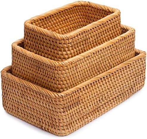 Wicker Storage Basket for Organizing Kitchen Storage Box Organizer Set ...
