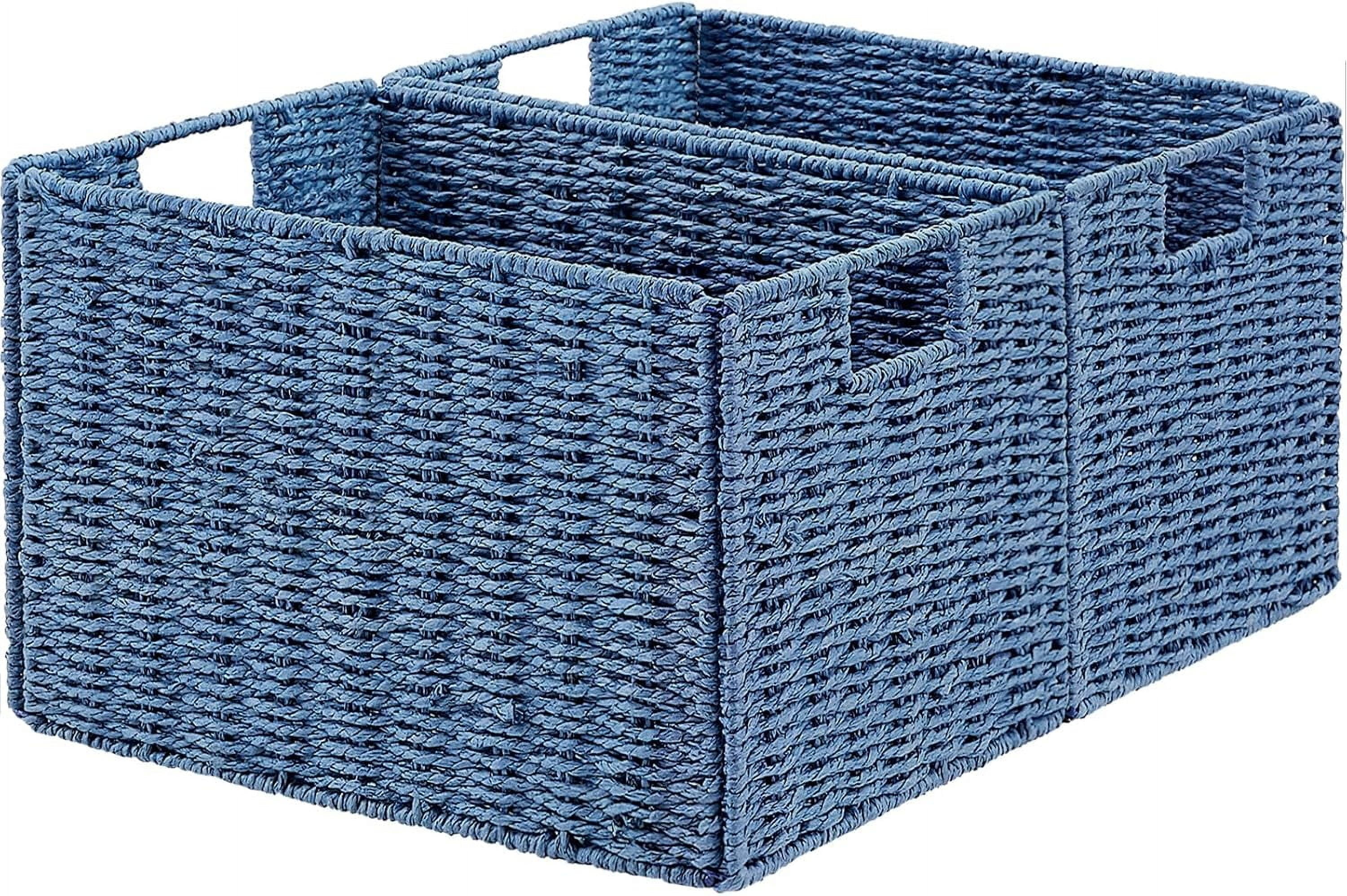 Storage Basket, Set of 2 Hand-Woven Paper Rope Wicker Basket, Large ...