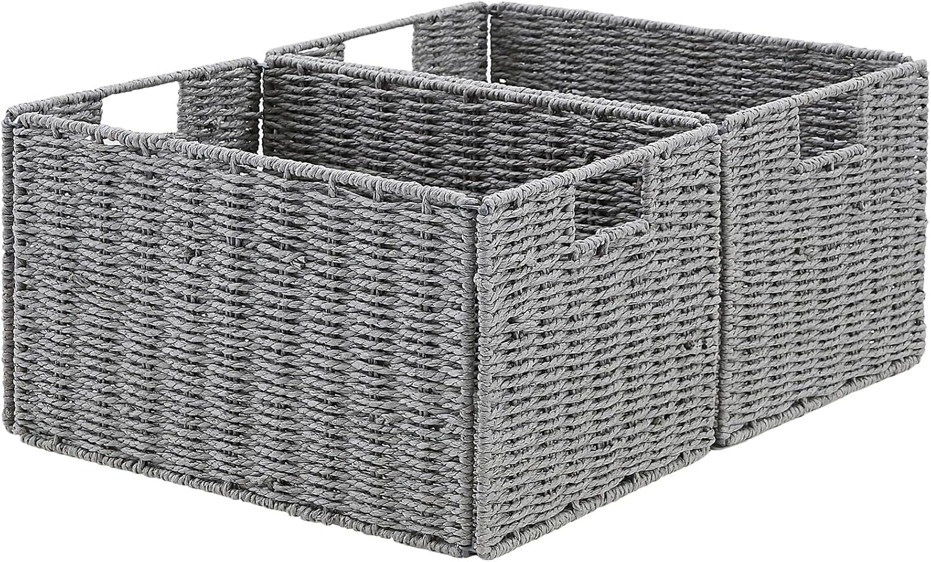 Wicker Storage Basket, Set of 2 Hand-Woven Paper Rope Wicker Basket ...